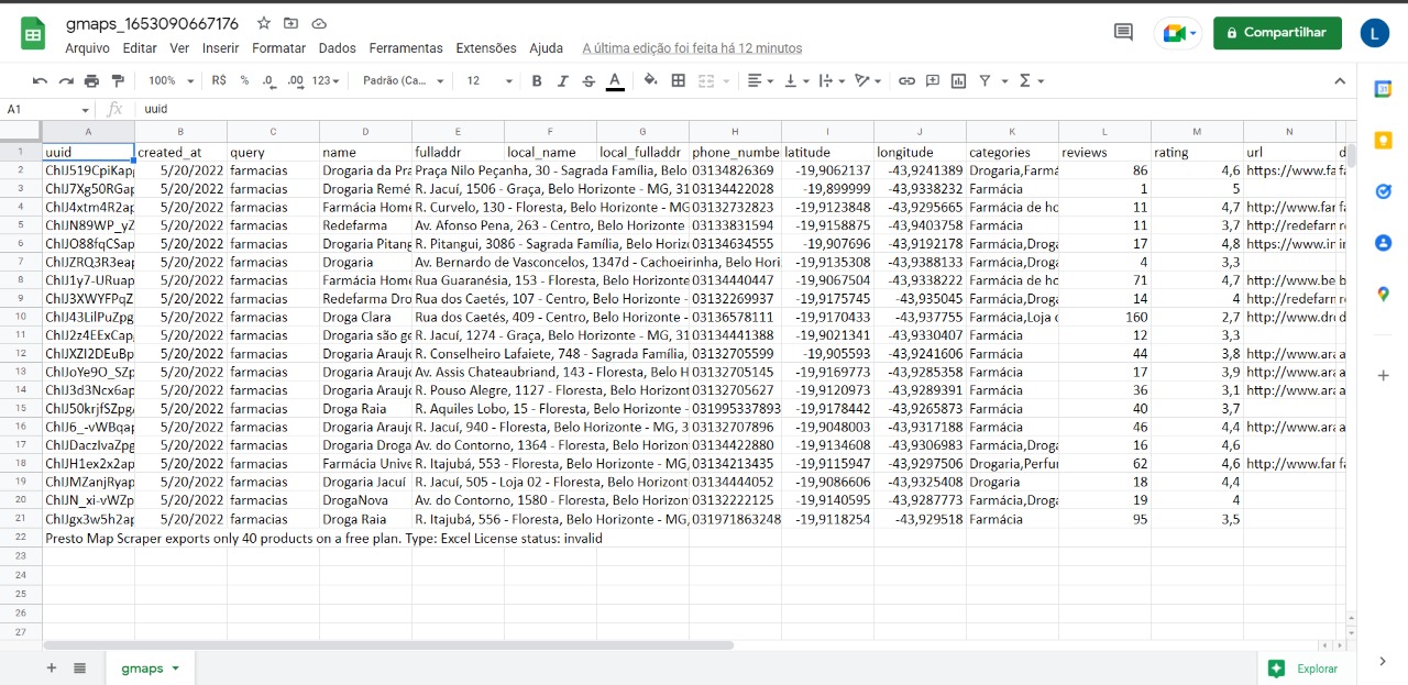 Veja aqui uma alternativa ao presto map lead extractor